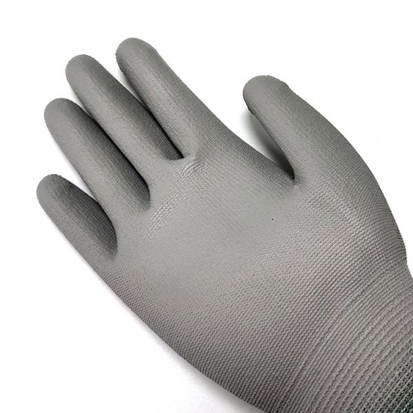 Quality Seamless Knitted ESD PU Palm Fit Gloves With Polyester Liner for sale