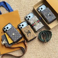 Quality European and American iPhone 17 Pro Max leather crossbody card holder case for sale