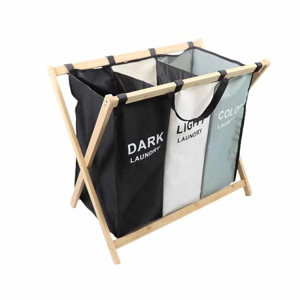 Quality Reusable Folding Collapsible Laundry Hamper For Clothes Socks Sturdy Bamboo Wood for sale