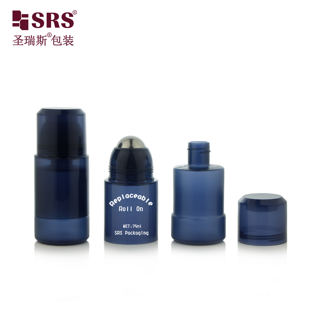 Quality RPPE 50ml 75ml Replaceable PP PCR Double Wall Recycled Roller Ball Bottles For for sale