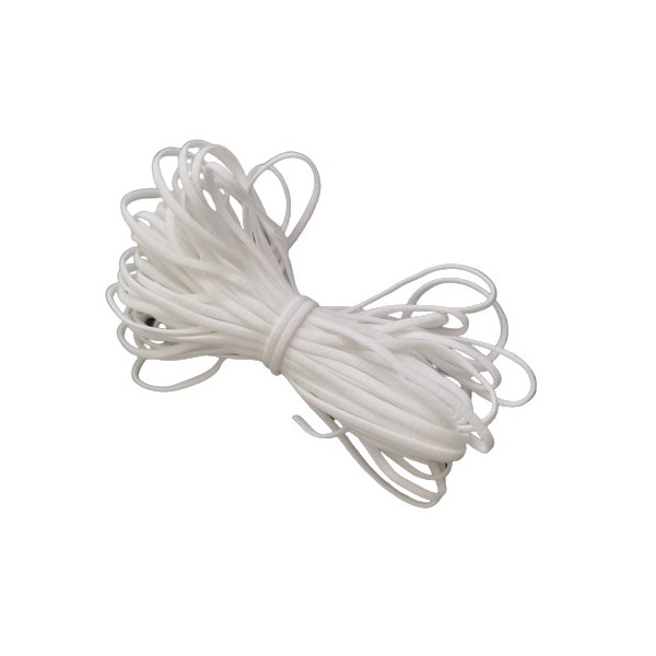 Quality 3.0mm White Flat Round Elastic Earloop String Soft Round Elastic Cord For Face Masks for sale