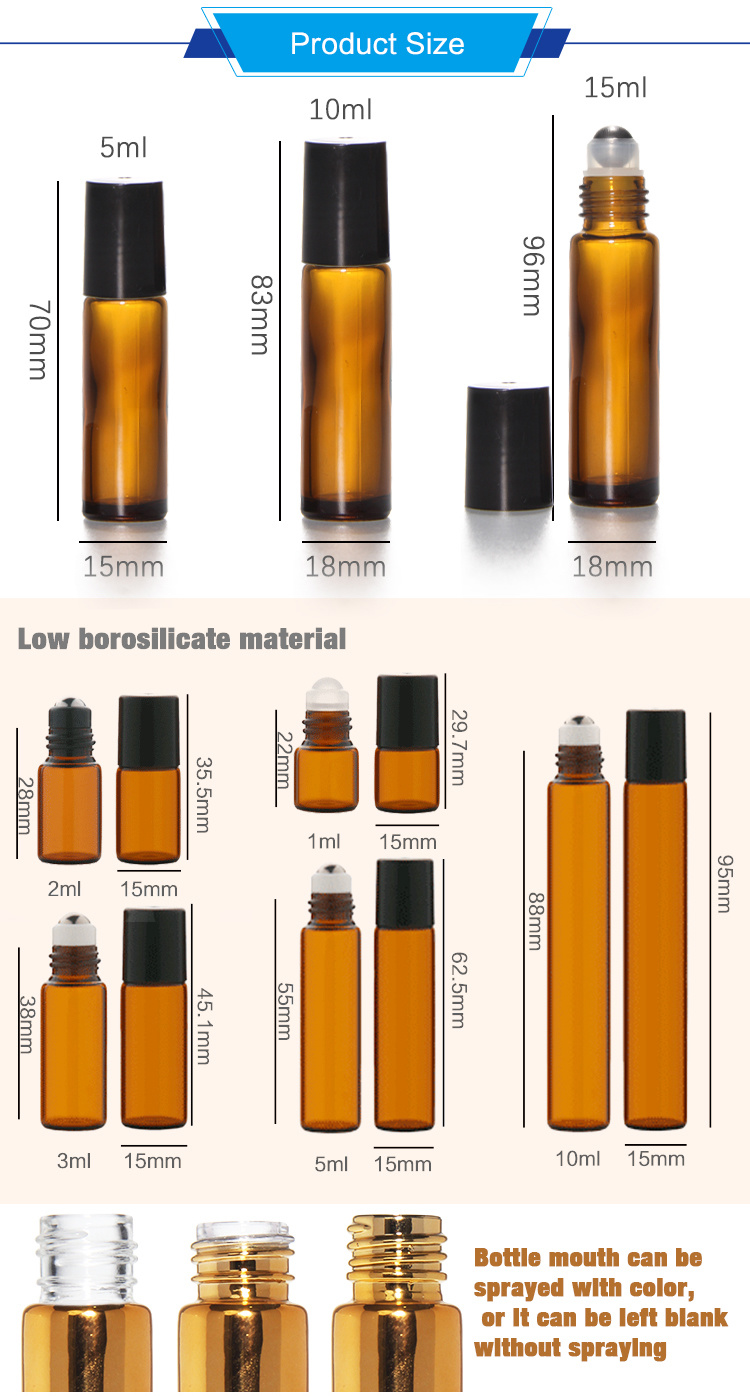 Wholesale Cosmetics Skincare Packaging Massage Serum Perfume Glass Essential Oil Roll on Bottle