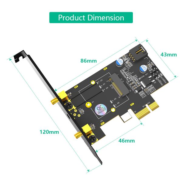 Quality NGFF M.2 Key A To PCl-e X1 Adapter For WiFi And Bluetooth Card Connect Bluetooth for sale