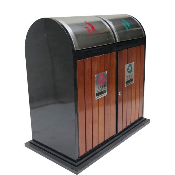 Quality Rectangular 30L 7.9gal Double Wooden Trash Bin for sale