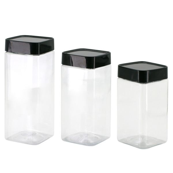 Quality Transparent Round Plastic Canisters 520ml Pet Resin Square Food Storage Canister for sale
