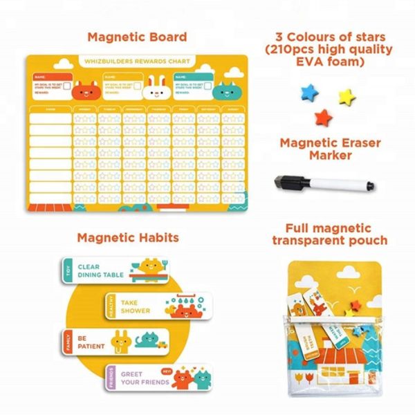 Quality Customizable Magnetic Reward Chart for Kids Dry Erase Board with Pens and 200 Stars Personalized Size and Design for sale