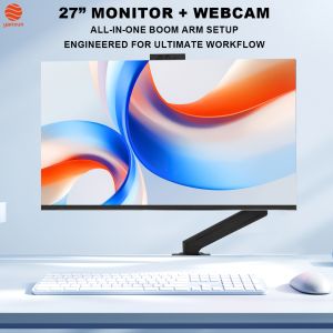 Quality 27-Inch Monitor with Articulating Arm & 1080p Webcam: Ultra-Flexible Height/Tilt for sale