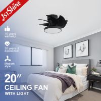 Quality Decorative Quiet DC Motor Flush Mount Small Ceiling Fan With Led Light for sale