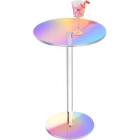 Quality Knock Down Design Acrylic Tea Table Rainbow Dazzling Color Acrylic Round Table for sale