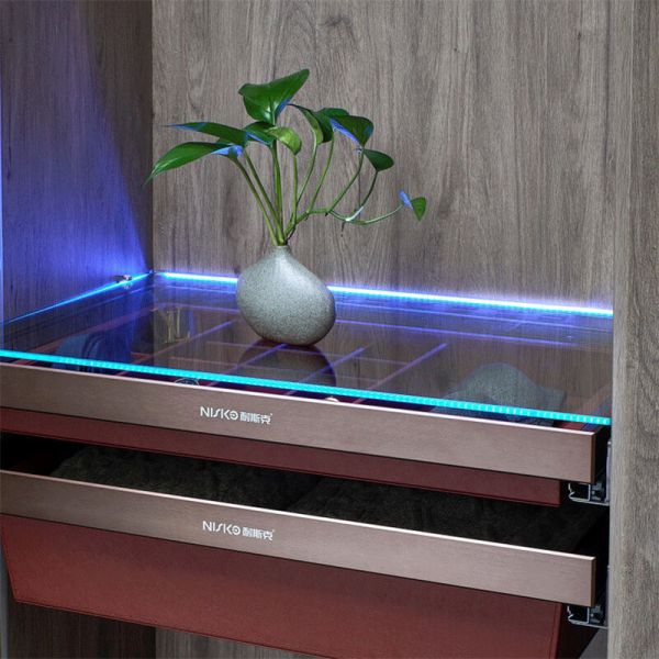 Quality Smart Glass Shelf Display Cabinet Led Light DC12v Automatically Light Up for sale