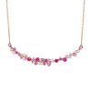 china 3.2 Grams 45cm Chain Floral Cluster Necklace 18K Red Ruby Pendant