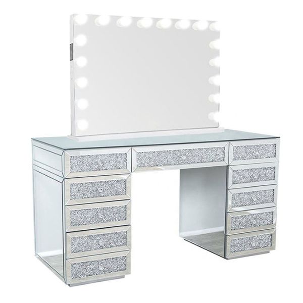 Quality Bedroom Wood Hollywood Mirror And Vanity Dressing Table With Lights for sale