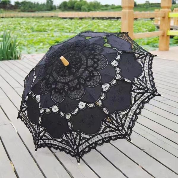 Quality Wedding Decoration Battenburg Lace Umbrella with Customized Logo and Fiberglass for sale