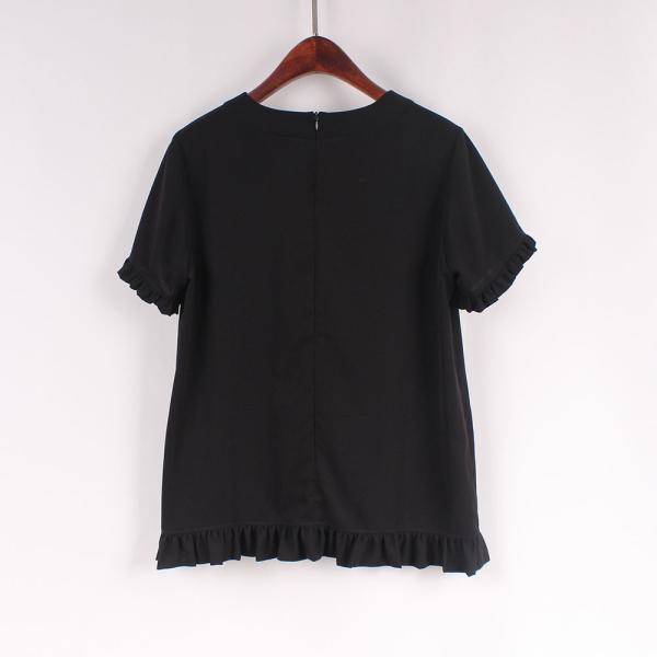 Quality Round Neck Polyester moss Short Sleeve Women Blouse for sale