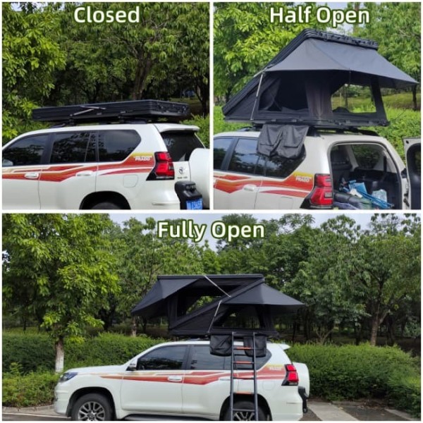 Quality Customized Square Rooftop Hard Shell Tent Z Style With Double Rain Cover for sale