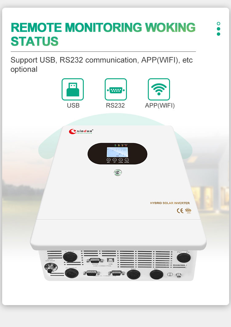 on grid off grid hybrid solar inverter with remote monitoring