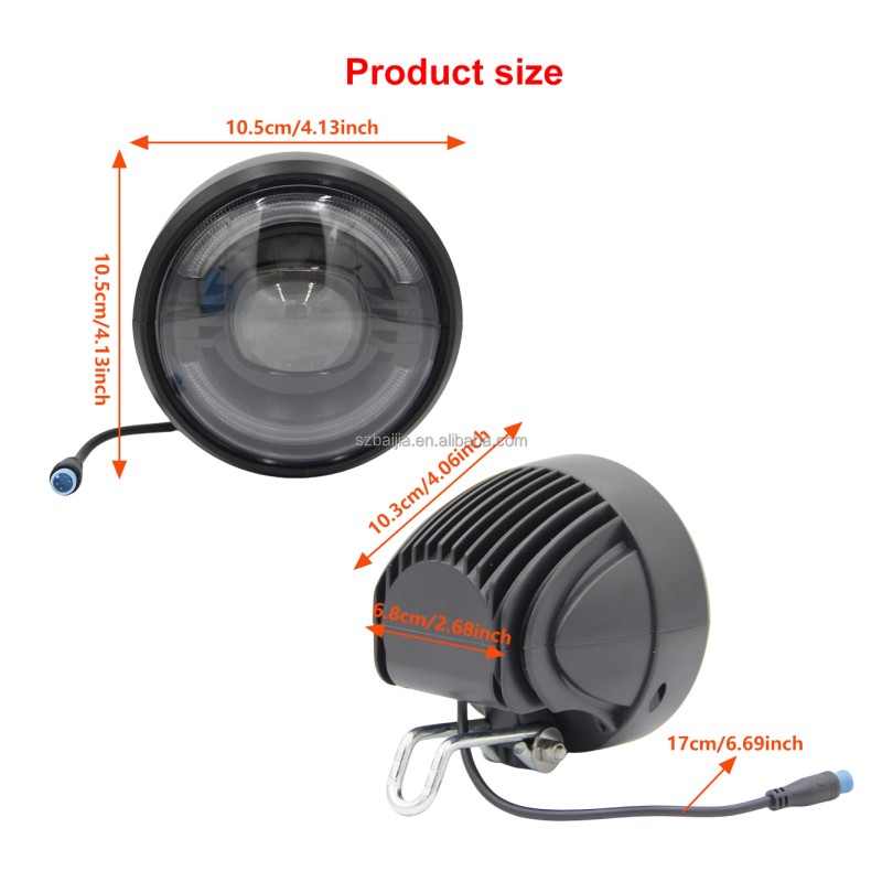 Ebike headlight installed on electric bicycle demonstration