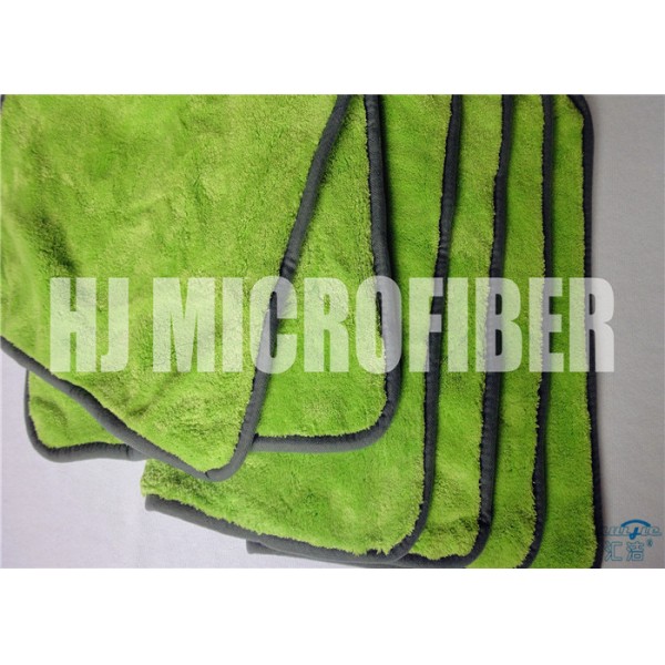 Quality Green Plush Buffering Towel / High Absorbtion Microfiber Dusting Cloth For for sale