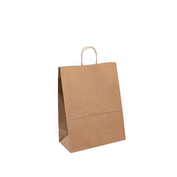 Quality Custom Printing Food Carrier Brown Kraft Takeaway Twisted Handle Paper Bags for sale