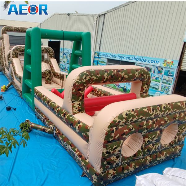 Quality inflatable PVC Camouflage jumping obstacle backyard inflatable obstacle course for sale