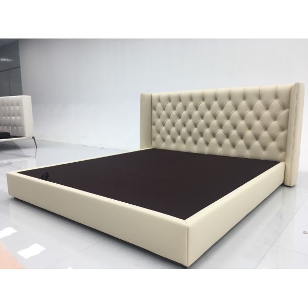 Quality Modern Minimalist Italian Bed Leather And Fabric Fusion for sale