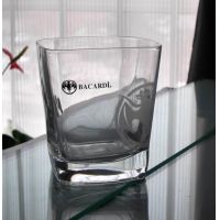 Quality Customize Print Logo Bacardi Whiskey Tumbler Glass , Square Whiskey Glasses for sale