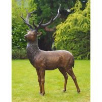 Quality Engraving Bronze Deer Statue Metal Cast Stag Sculpture Garden Ornament Popular for sale