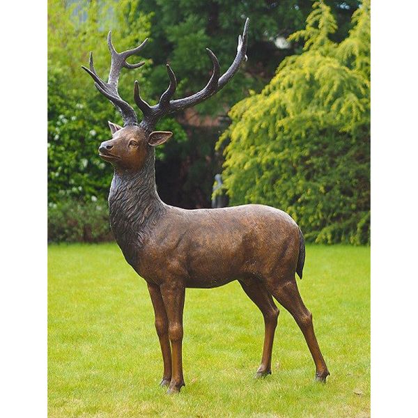 Quality Engraving Bronze Deer Statue Metal Cast Stag Sculpture Garden Ornament Popular Supply for sale