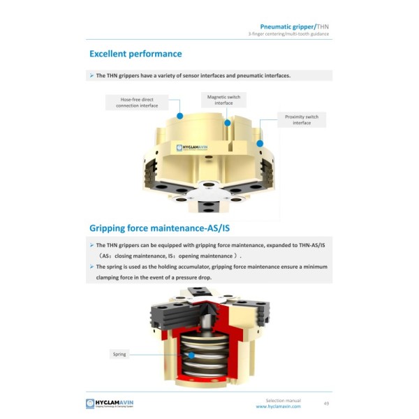 Quality Parallel 3 Jaw Pneumatic Gripper Multi Tooth Eoat Grippers Gripper THN-A for sale