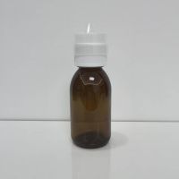 Quality 80ml Amber Glass Oil Bottle with Glass Collar Pull Ring Cap Silk Screen Printing for sale