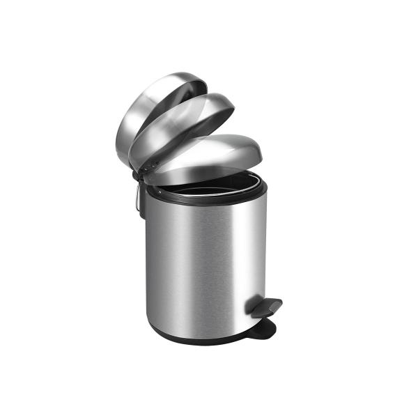 Quality Large Capacity 5L Stainless Steel Waste Bin with Durable Pedal and Rolling Cover for sale
