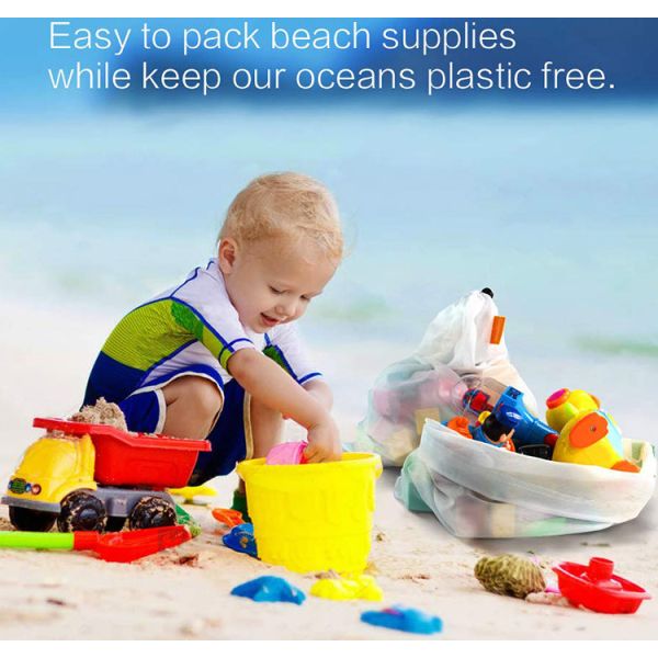 Quality TUV Recycled Reusable Mesh Produce Bags , GOTS Drawstring Net Bag Foldable for sale