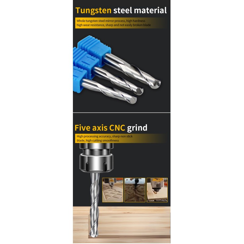Close-up of two flute spiral ball head milling cutter