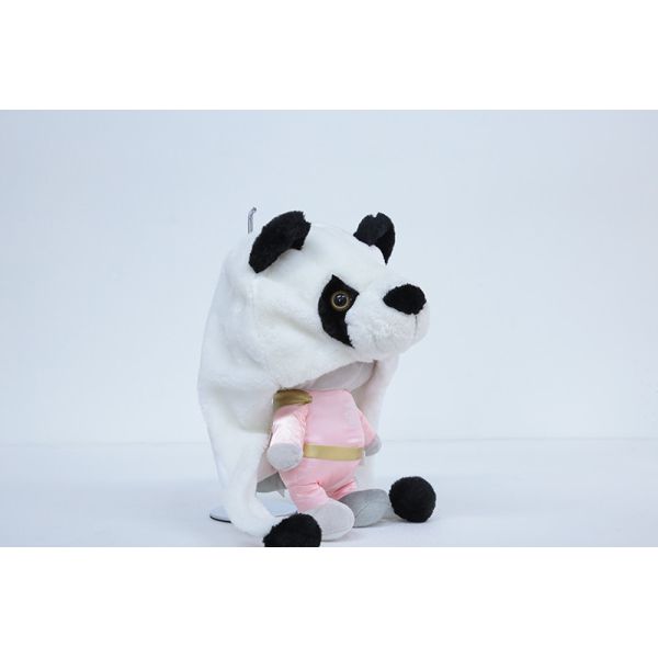 Quality Warm Plush Panda Hat Black / White Color Customized Logo Polyester Material for sale