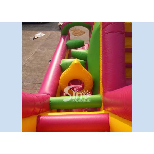 Quality 12m long giant commercial inflatable obstacle course with big slide for kids for sale