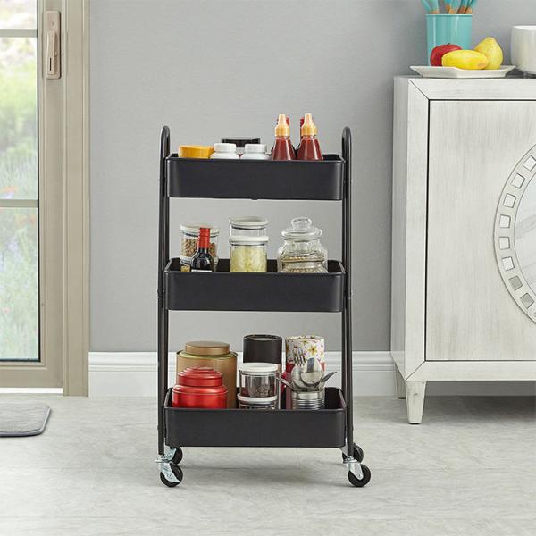 Quality Easy Assemble Storage Trolley Carts With 2 Curved Handles for sale