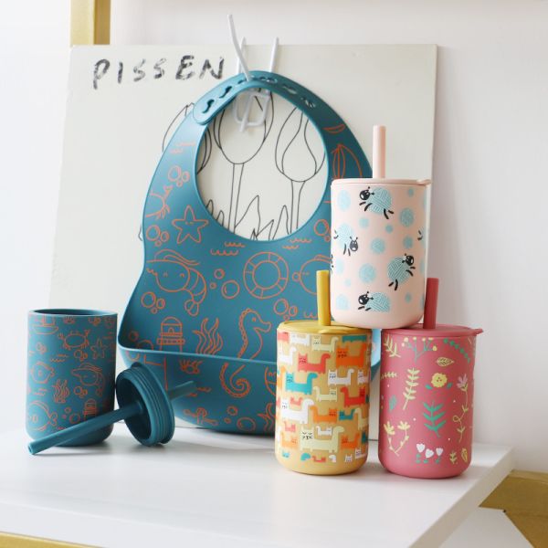 Quality Capacity 200ml Silicone Sippy Cup With Straw High Durability for sale