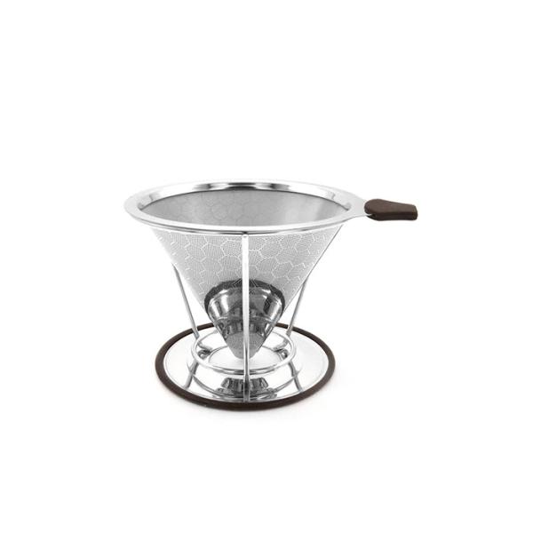 Quality 304 Stainless Steel Coffee Filter Cone Coffee Dripper Removable Stand Pour Over for sale