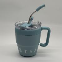 Quality Insulated Travel Mug 1Pcs 480ml Stainless Steel Coffee Cup With Straw Lid for sale