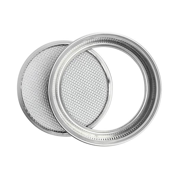 Quality Kitchen Pilfer Proof Mason Jar Strainer Lid Diy 86mm Sliver for sale