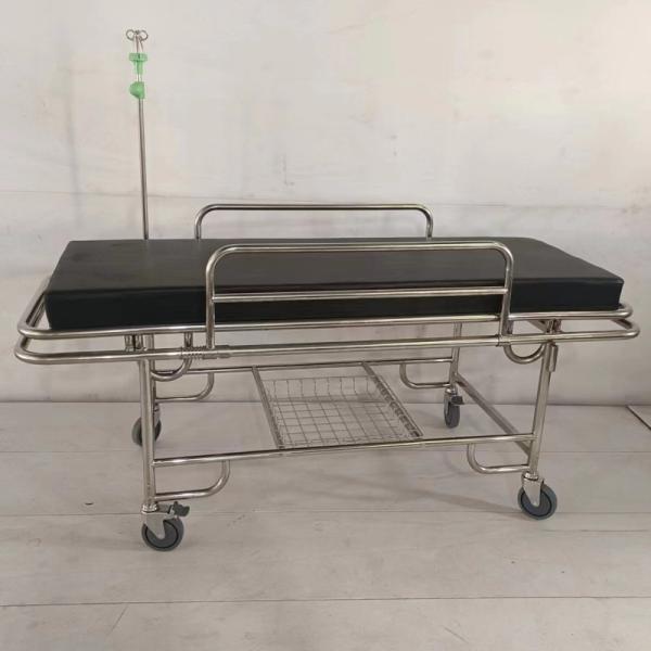 Quality Stainless Steel Emergency Transfer Stretcher Bed With Iv Pole Safe Loading Castors for sale