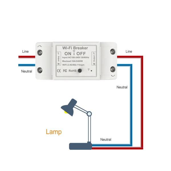 Quality 300W 2.4GHz WIFI Circuit Breaker Tuya Smart Switch Adjustable Light for sale