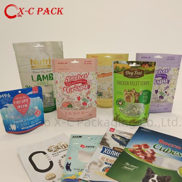 Quality Window Recyclable plastic pet food packaging aluminized stand up bag with zipper for sale