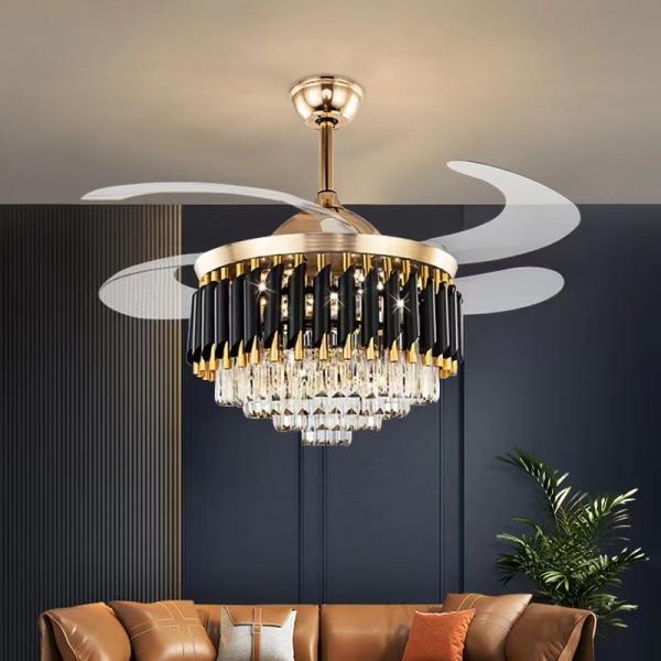 Quality 52 Inch LED 20W Modern Retractable DC Motor Ceiling Fan With Light for sale