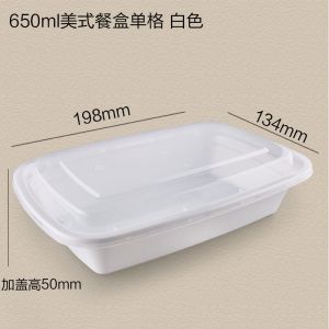 Quality White 650ml Disposable Plastic Food Packing Box 198x134x50mm for sale