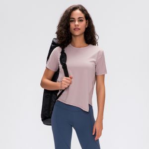 Quality Pure Color Lightweight Half Sleeves Womens Gym T Shirts For Yoga for sale