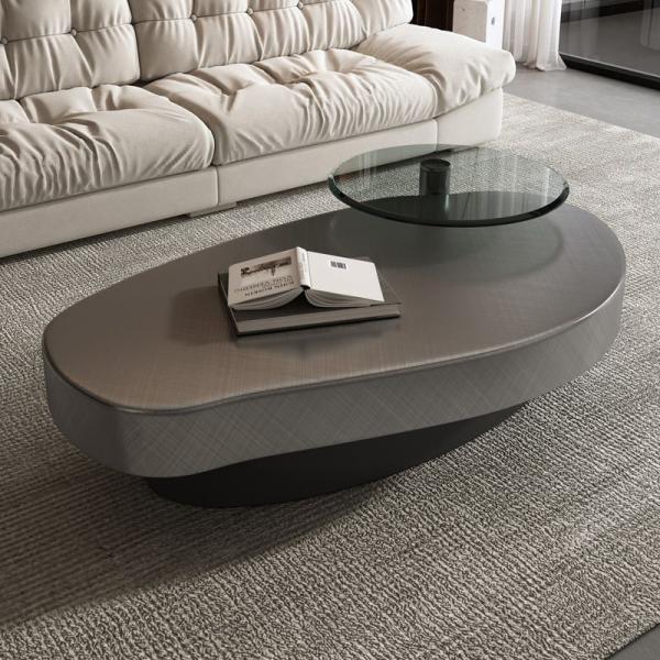 Quality OEM Stainless Steel Contemporary Round Coffee Table With Metal Base for sale