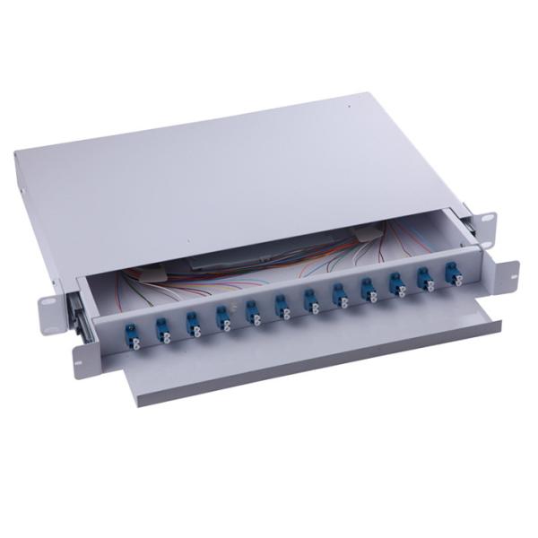 Quality Black / White 12 Port LC Fiber Patch Panel Rack Mounted Type 24 Cores for sale