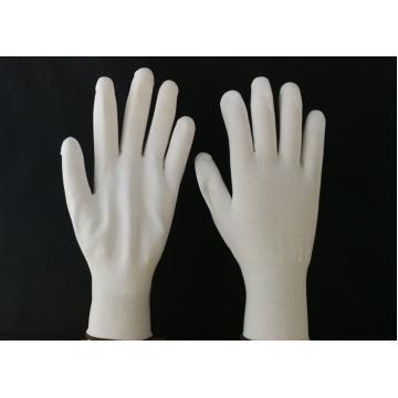 Quality White Nylon Liner PU Coated Gloves Breathable Knitting Back Abrasion Resistant for sale