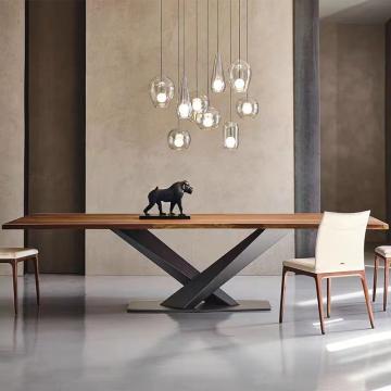 Quality X Base Cross Industrial Wood Dining Tables Contemporary Aesthetic for sale